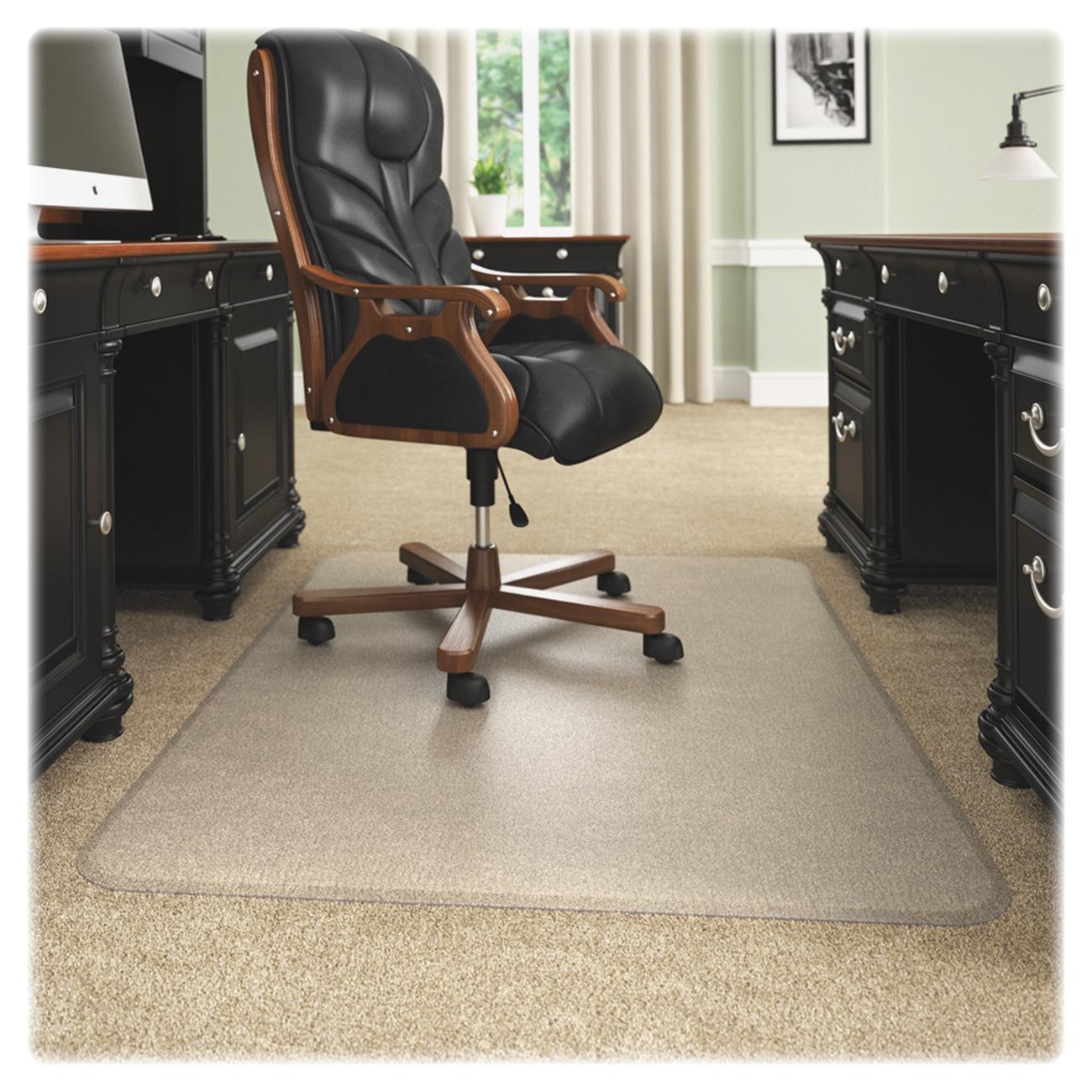 ExecuMat Studded Beveled Chair Mat High Pile Carpet 46w X 60l Clear for ...