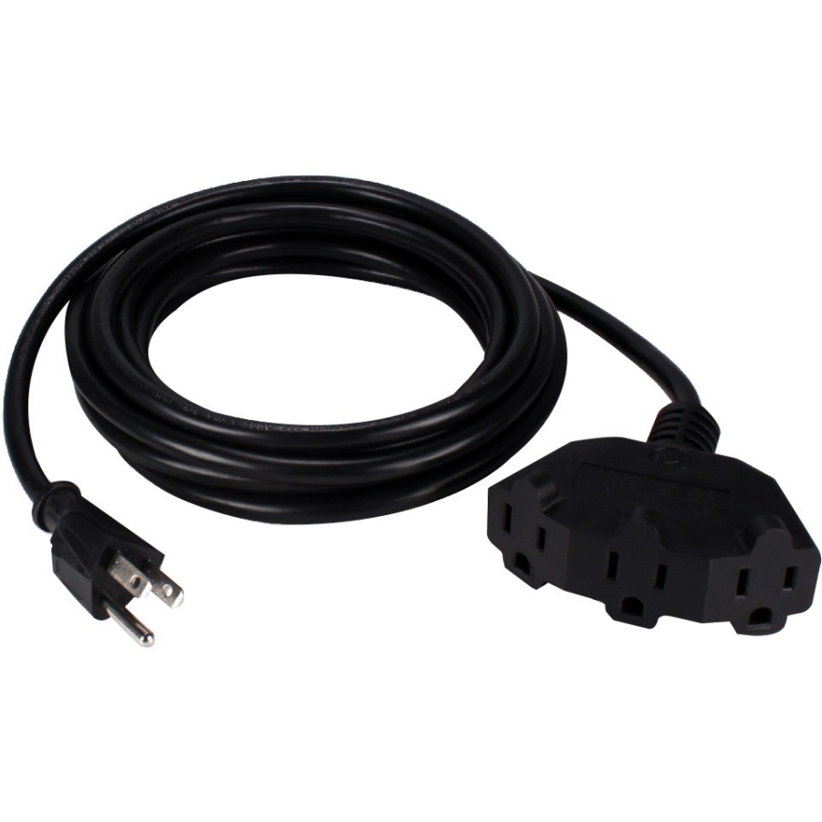 QVS 10ft Three Angle Outlet 3-Prong Power Extension Cord - Black - 10 ...