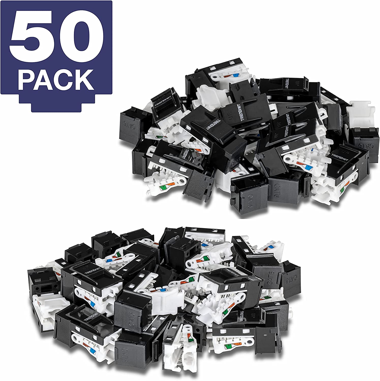 TRENDnet Cat6 RJ45 Keystone Jack 50-Pack Bundle, Compatible With Cat5 ...
