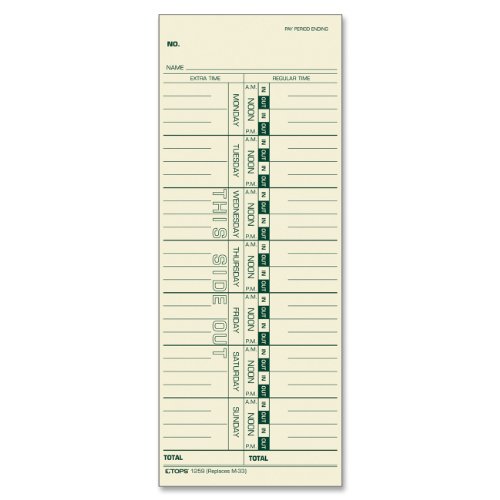 Tops Weekly Time Cards - 9" X 3.50" Sheet Size - Manila - 500 / Box ...